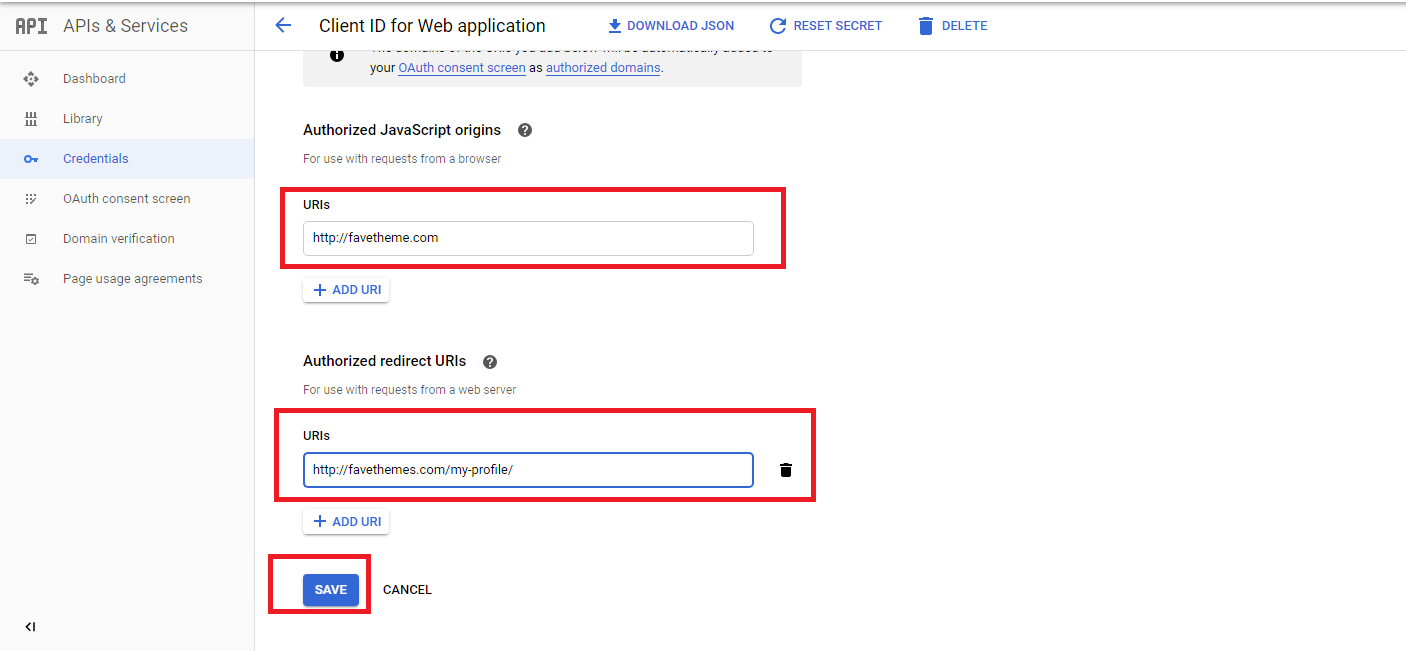 Setup Google Login API – favethemes
