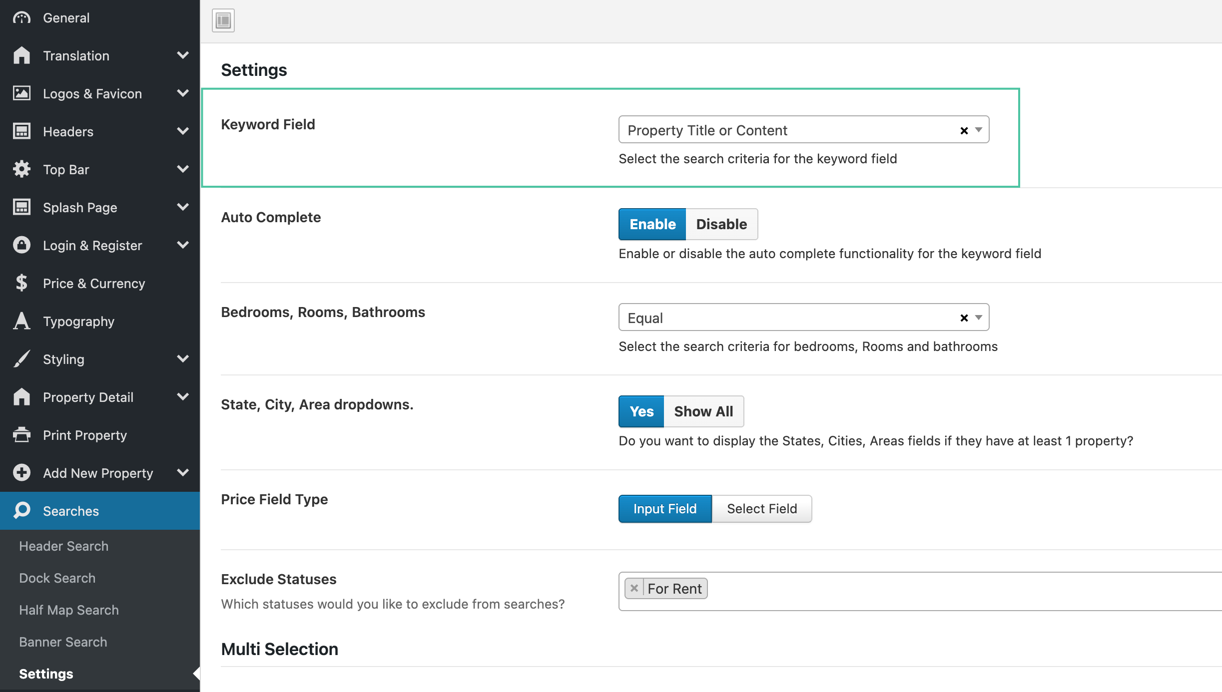 Search Criteria Setup – favethemes
