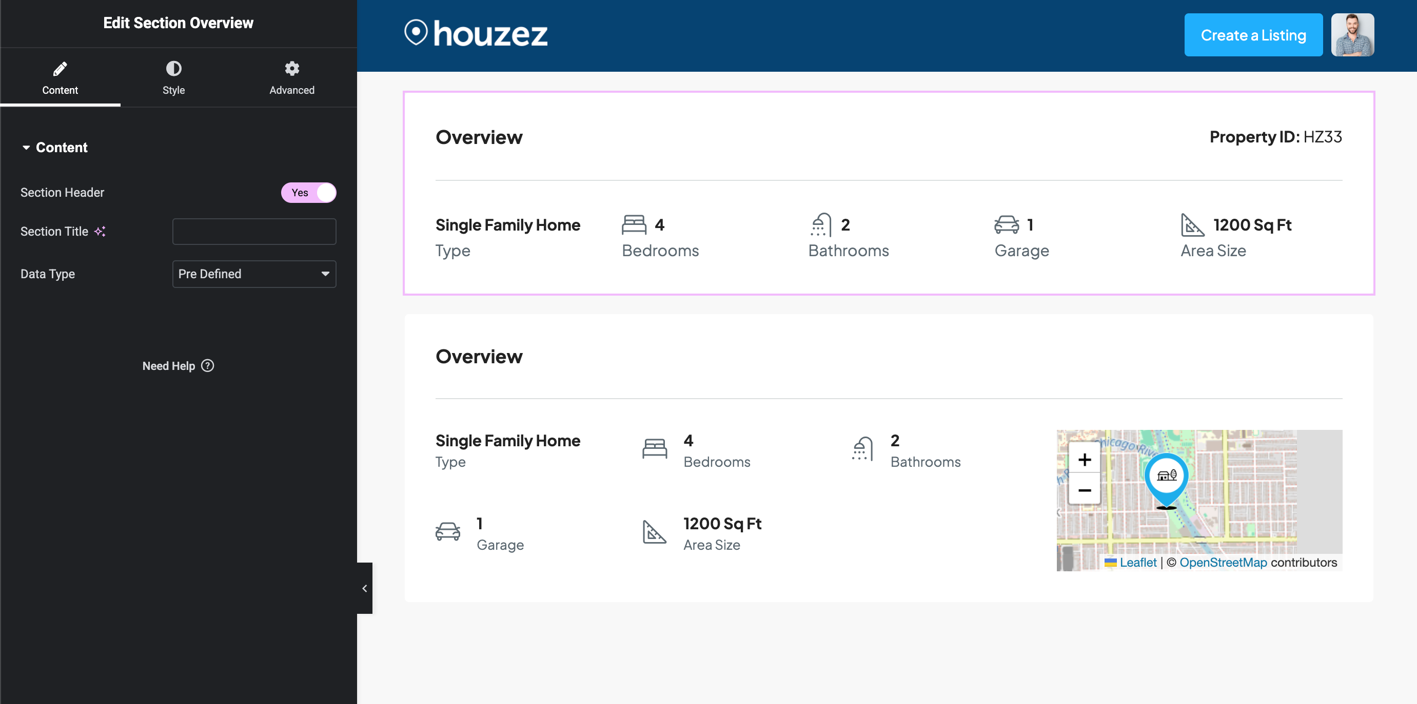 Section Overview v1–v2 (Property Detail Page) – favethemes